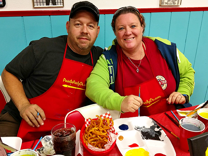 Those curly fries look like they're trying to escape the basket &ndash; and I'd help them by providing asylum in my stomach. Immediately. 