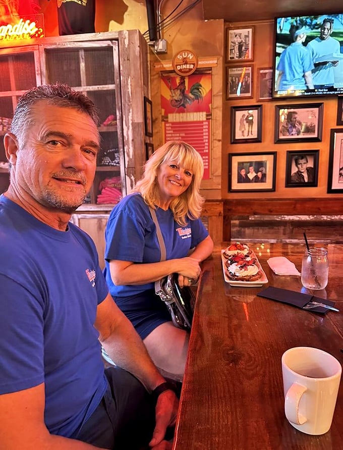 The wooden tables and warm lighting create the perfect setting for morning conversations or recovery from last night's Broadway adventures.