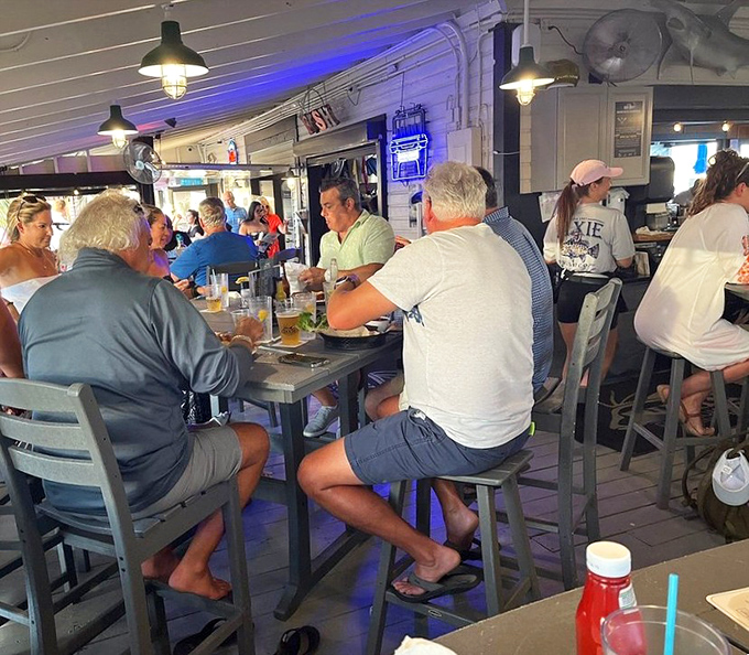 The bustling dining area speaks volumes &ndash; locals and tourists alike know where to find the good stuff. Nobody dresses up for great seafood.