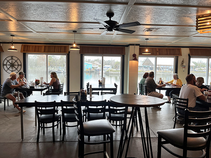 The waterfront dining room offers the perfect backdrop for seafood consumption&mdash;because everything tastes better when you can see where it came from.