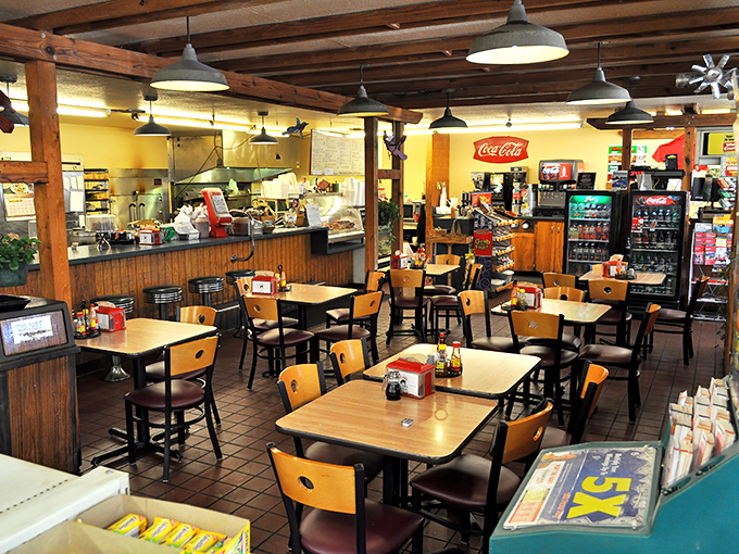 No-nonsense dining area where the focus stays where it should be&mdash;on the food that's about to change your day.