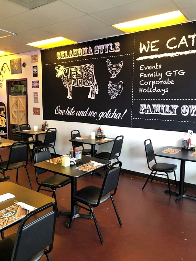 "One bite and we gotcha!" isn't just a slogan&mdash;it's a warning. The wall art tells you everything you need to know.