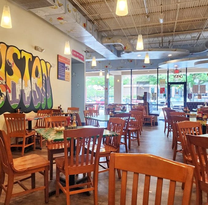 The dining room buzzes with happy chatter and the satisfying symphony of forks meeting plates.
