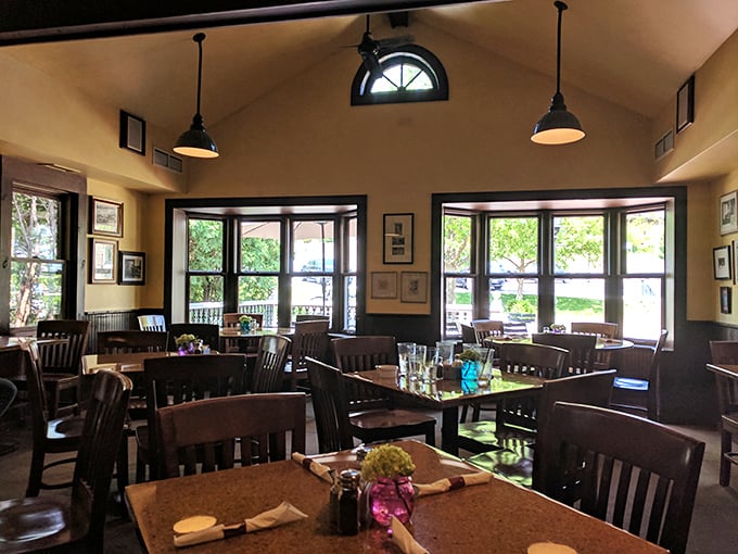 Sunlight streams through generous windows, turning an ordinary Tuesday lunch into the kind of moment that makes you grateful for small-town treasures.