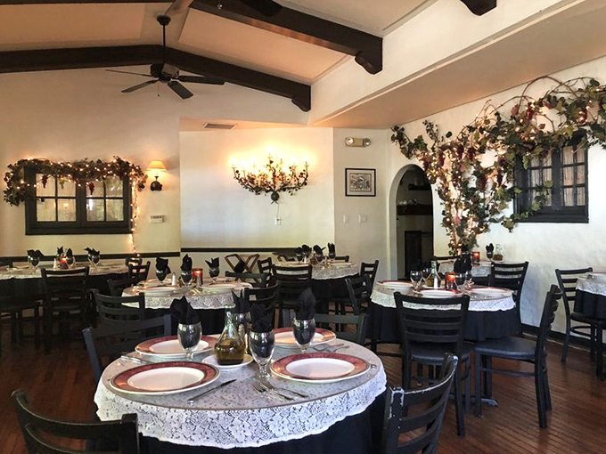 Dining room elegance without the stuffiness. White tablecloths and twinkling lights create an atmosphere where memories are made between bites.