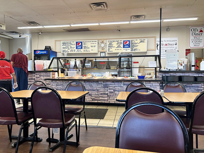The dining area speaks volumes with its simplicity - those stone-fronted serving stations aren't designed for Instagram, they're built for feeding souls.