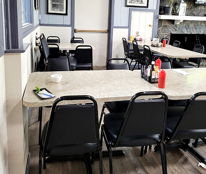 Classic diner seating that invites you to slide in, settle down, and prepare for a meal that won't be rushed or compromised.