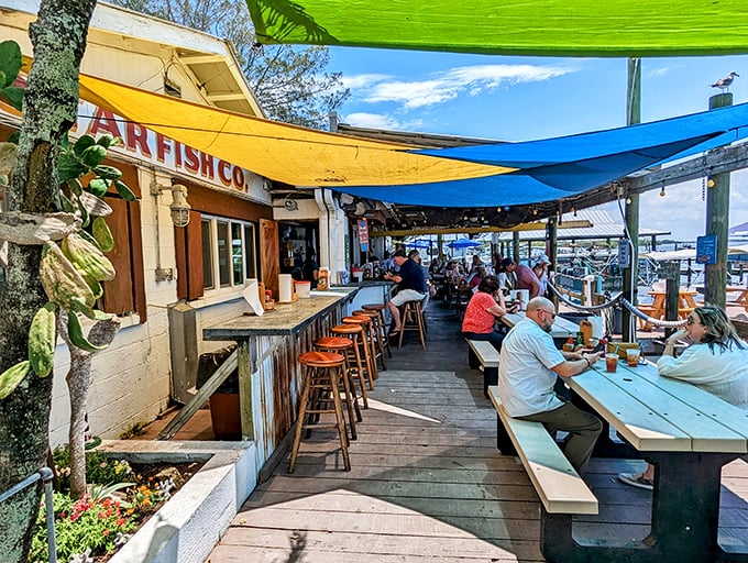 Dining al fresco under colorful shade sails, where the only thing fresher than the seafood is the salt air. 