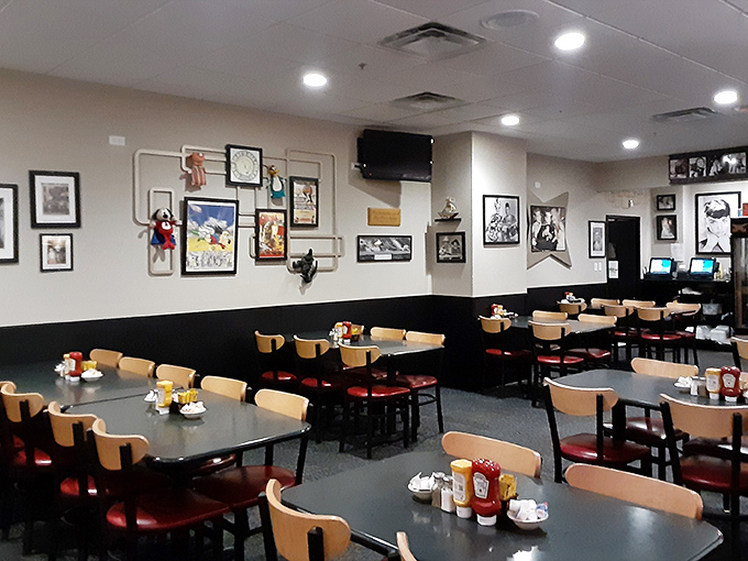 The wall art tells stories while the tables hold countless conversations&mdash;this isn't just dining, it's community happening over coffee refills.