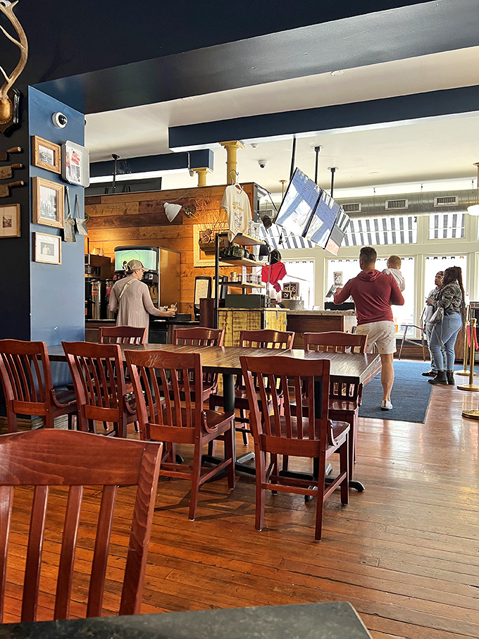 Wooden chairs, blue walls, and natural light create the perfect stage for the real stars&mdash;the plates of Southern goodness that will soon grace these tables.