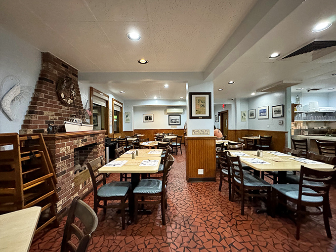 No Instagram-designed interiors here &ndash; just honest brick, wood, and the promise of seafood that doesn't need fancy lighting to impress.