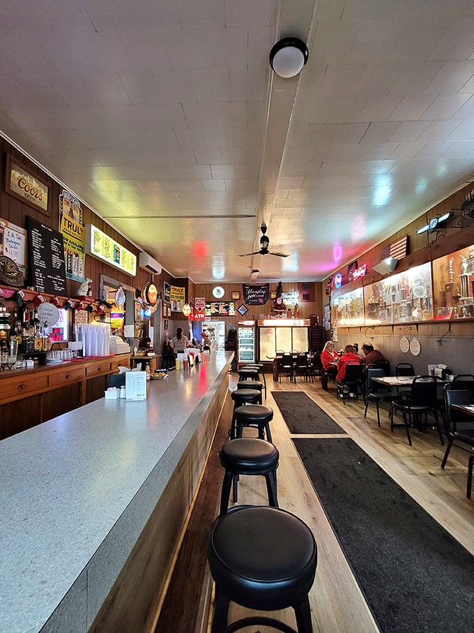 The narrow dining room feels like eating in a friend's wood-paneled basement, if your friend happened to make legendary sandwiches.