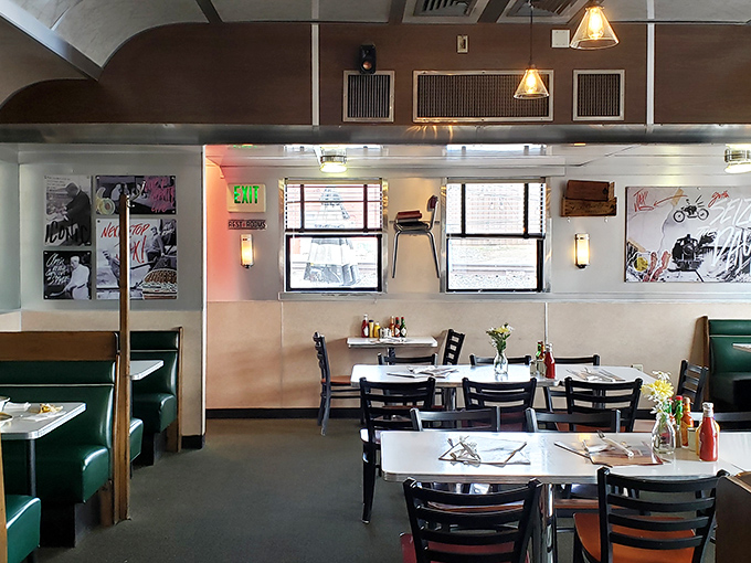 Green booths, classic tables, and just enough nostalgic artwork to remind you that diners have always been America's great equalizers.