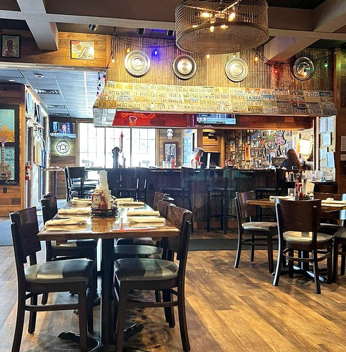 The dining room where barbecue dreams come true. Those wooden tables have witnessed more food euphoria than a cooking show highlight reel.