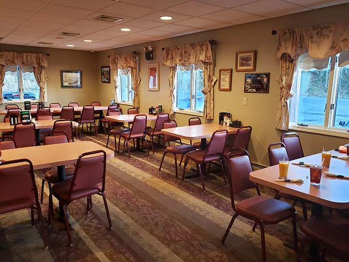 No Edison bulbs or reclaimed wood here&mdash;just honest tables, practical chairs, and curtains your aunt would approve of. Pure Pennsylvania comfort.