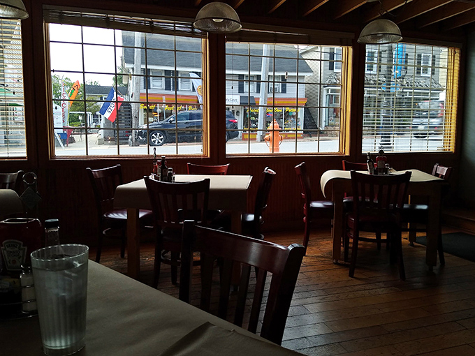 Large windows flood the dining room with light, creating the perfect stage for the seafood drama about to unfold on your plate.