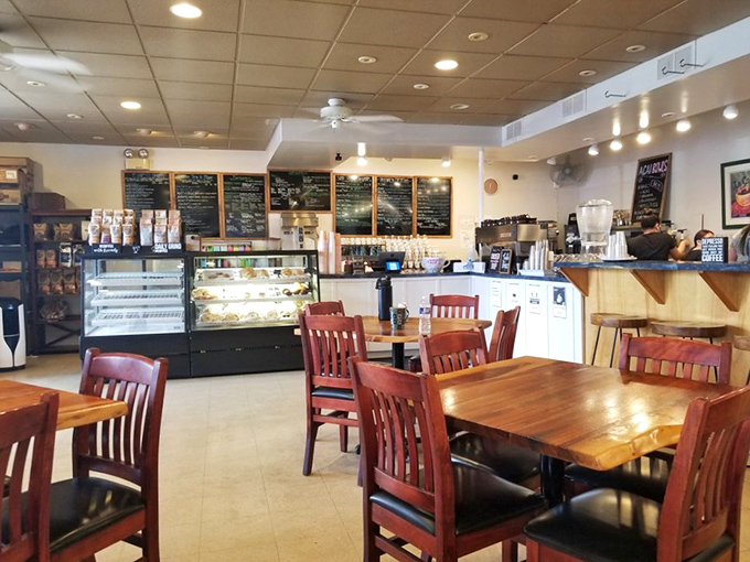 The caf&eacute;'s display case and counter area showcase freshly baked goods that whisper sweet temptations from across the room.