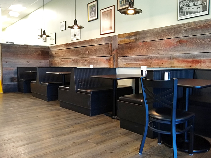 Cozy booths lined with reclaimed wood create the perfect backdrop for marathon breakfast sessions and solving the world's problems.