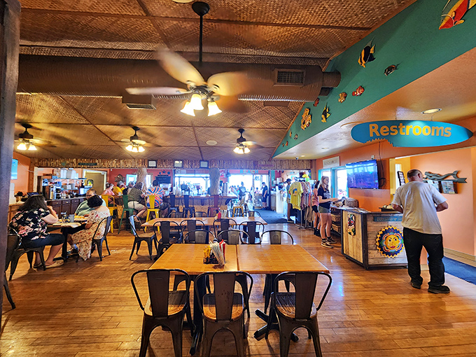 The spacious dining room buzzes with conversation and laughter from satisfied customers discovering magic.