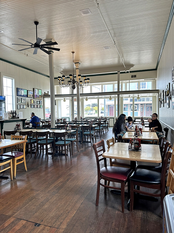 Where seafood dreams come true. High ceilings, wooden floors, and simple tables create the stage where cioppino steals the show.