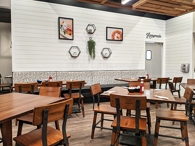 Empty tables waiting for the morning rush—like actors before curtain call, ready to host countless conversations, celebrations, and "I shouldn't, but yes, more coffee please" moments.