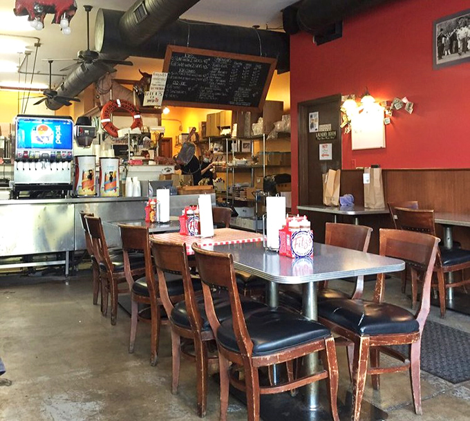 Where barbecue dreams come true. The exposed ductwork isn't industrial chic—it's practical design for handling all the flavor being pumped out.