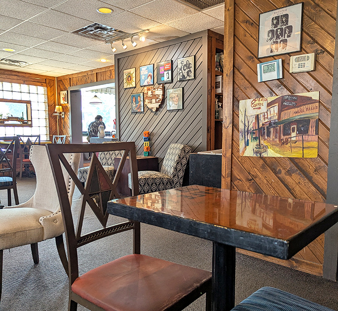 Mix-and-match seating creates intimate corners perfect for plotting world domination over pancakes.