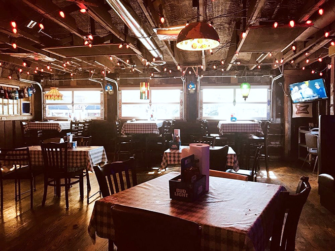 Red-checkered tablecloths and string lights create that "everybody knows your name" atmosphere where comfort food tastes even better.