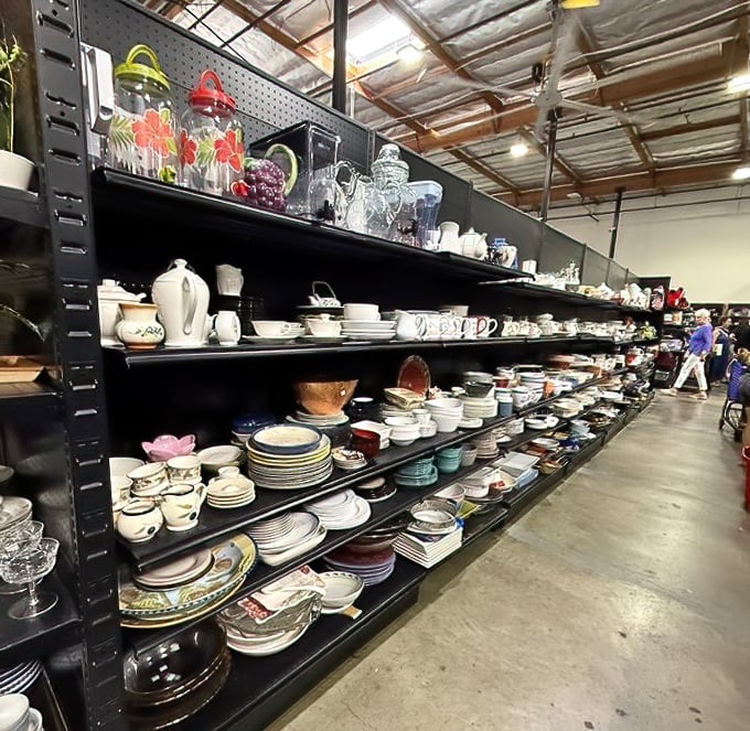 Dish department dreams! Enough plates, teacups and serving pieces to host everything from casual brunches to your fantasy dinner party for twelve.