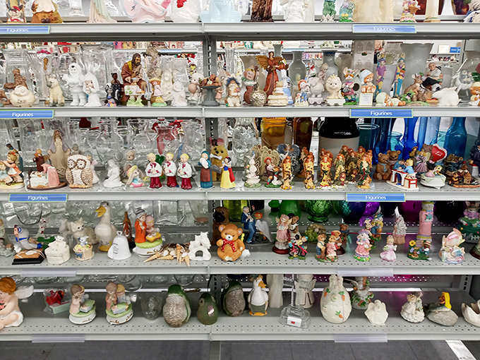 The figurine section: where someone else's discarded knick-knacks become your ironic shelf decorations or genuine collectibles. Choose your adventure. 