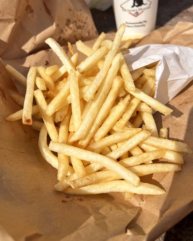 These aren't fancy truffle fries with aioli. These are honest-to-goodness potato sticks&mdash;golden, salty vehicles for any remaining beef jus.