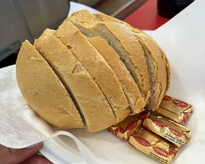Fisherman's bread that would make a carb-counter weep with temptation. Worth every glorious, crusty, carbohydrate-laden bite.