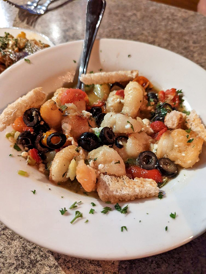 This Greek-inspired shrimp dish with olives and feta is what happens when the Mediterranean Sea decides to vacation in Ohio.