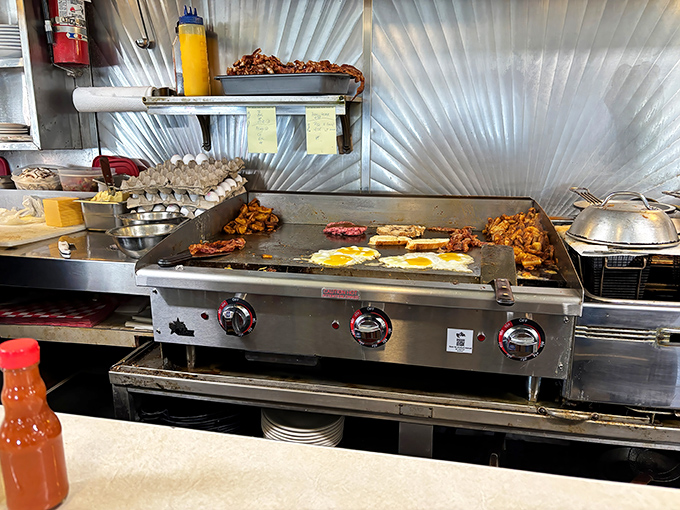 The griddle&mdash;hallowed ground where breakfast dreams materialize amid sizzling symphonies and the choreographed dance of short-order mastery.