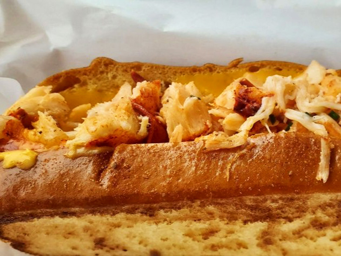 Not your childhood grilled cheese, unless you grew up with a personal chef. Golden-brown perfection hiding a treasure chest of lobster within.