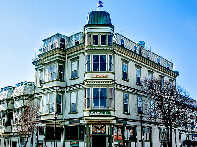 The Historic Eagle House stands as a testament to Victorian architectural ambition. That green cupola has been watching over Old Town since horses pulled carriages.