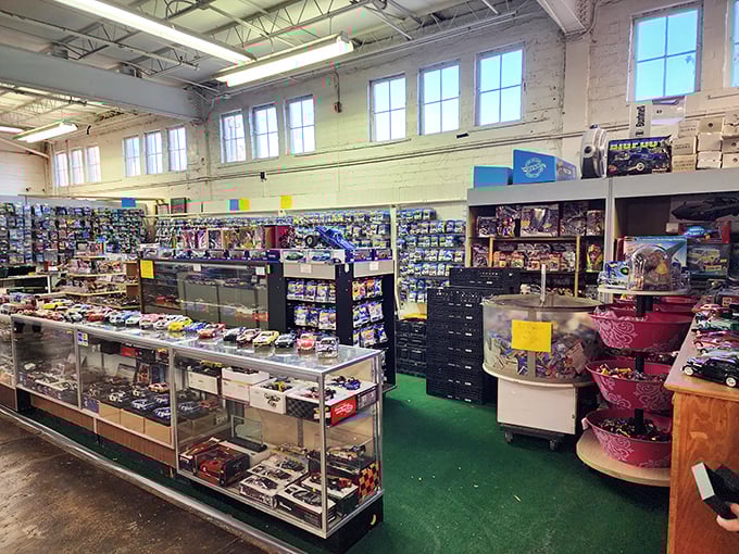 Toy collectors' heaven exists in this corner of the market. Each miniature car represents someone's childhood memory, waiting to be rediscovered.