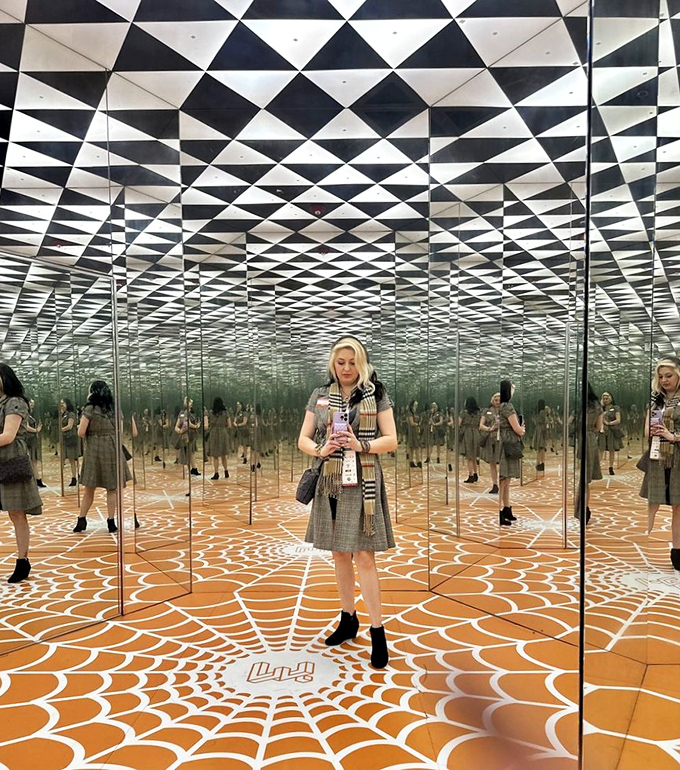 Infinity and beyond! This mirrored chamber creates endless reflections, perfect for contemplating your place in the multiverse.