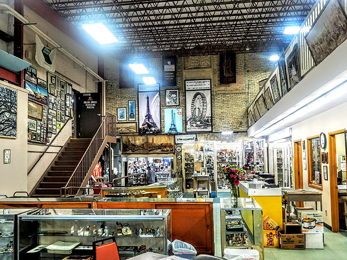 The multi-level wonderland reveals itself with dramatic flair&mdash;brick walls and high ceilings framing collections that range from Parisian art to local memorabilia.