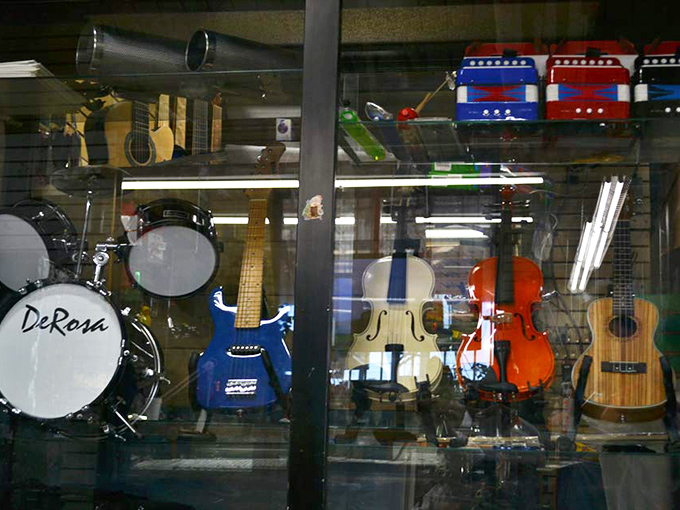 The musical corner offers instruments for every aspiration &ndash; from "just learning" to "ready to join Los Lobos tomorrow."