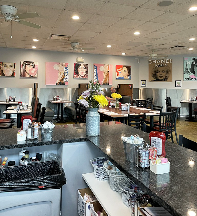 Pop art meets comfort food in this bright, welcoming space where every meal feels like a celebration.