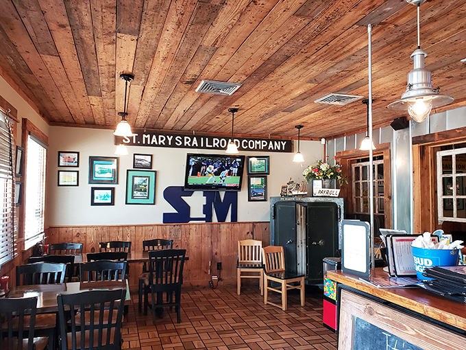 Rustic wooden ceilings and nautical touches create an atmosphere of casual authenticity. No pretense, just good vibes and better food.