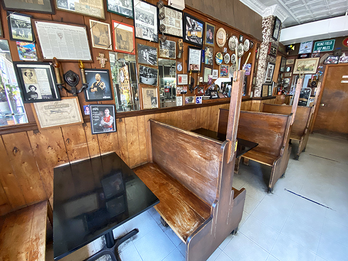 Every corner tells a story in this memorabilia-filled haven where history and hot dogs happily coexist.