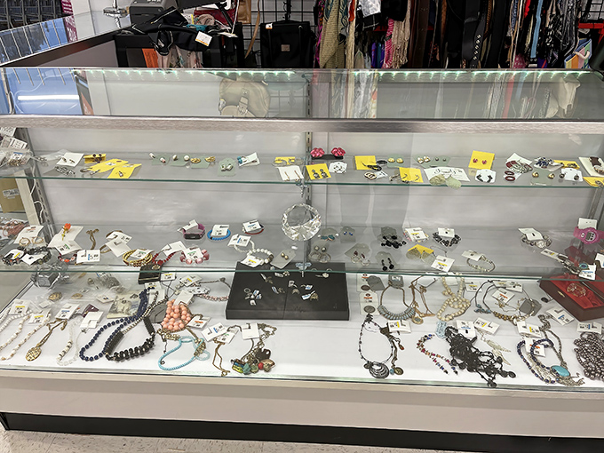 Glittering possibilities await in the jewelry case&mdash;where vintage brooches and contemporary beads coexist in sparkling harmony.