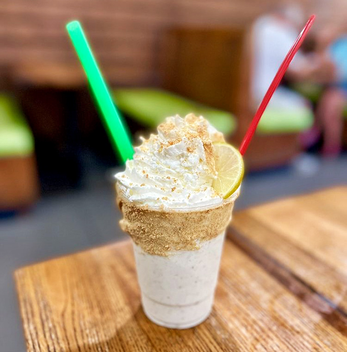 A Key lime shake that captures Florida in a glass&mdash;creamy, tangy, and topped with a graham cracker crumb "beach" that'll transport you to the Keys.