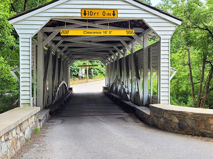Knox Covered Bridge offers a picturesque passage across time, its wooden beams whispering stories to those who pause long enough to listen. 