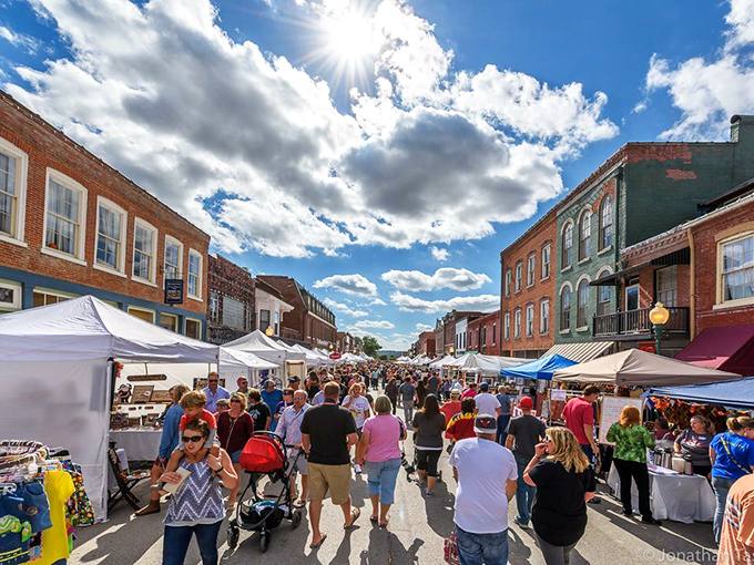 Weston's festivals transform Main Street into a vibrant marketplace where locals and visitors mingle among white tents and treasures.