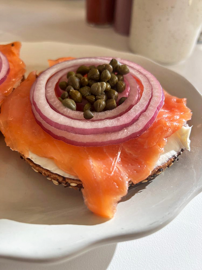 The classic lox setup &ndash; where salmon, cream cheese, capers, and onion perform a synchronized swimming routine of flavor.