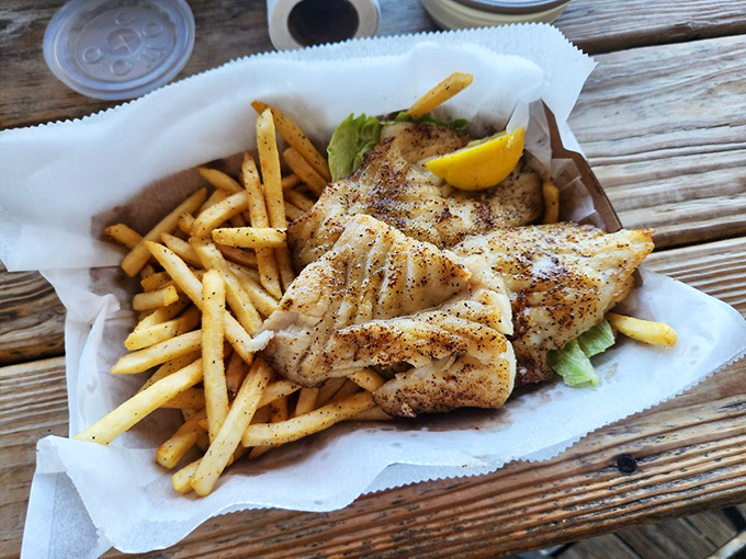 Mahi-mahi so perfectly cooked it might make you consider moving to Apalachicola just to have this as your weekly lunch special.