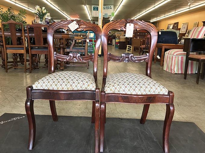 These mahogany dining chairs possess the kind of craftsmanship that modern furniture factories can't replicate.